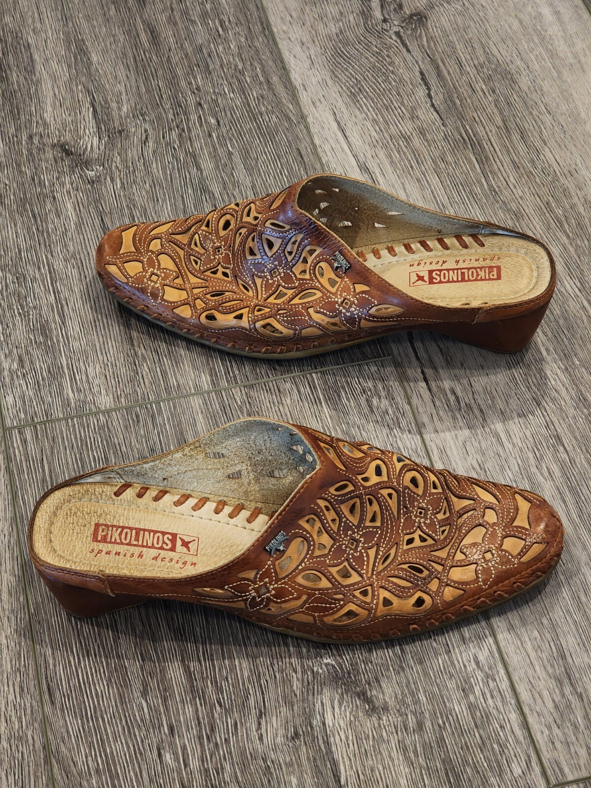 Pikolinos Romana Mule Laser Cut Leather Stitched Clog… - Gem