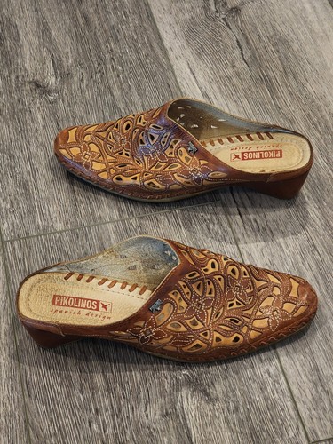 Pikolinos Romana Clogs Laser Cut Leather Stitched Womens Size 9 Shoes ...