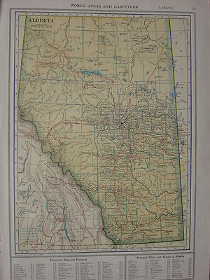 1926 MAP ~ ALBERTA PRINCIPAL CITIES & TOWNS COLEMAN LACOMBE | eBay