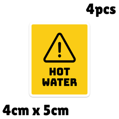 4 x Hot Water Safety Warning Sign Label Decal Sticker | eBay Australia
