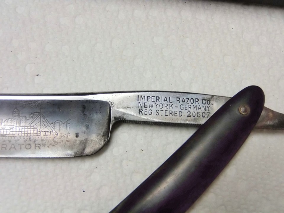 IMPERIAL RAZOR CO. Straight Razor, SS IMPERATOR GERMANY BLACK PLASTIC ...