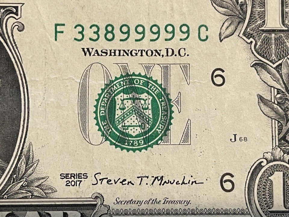 Rare One Dollar Bill #33899999 2017 Series | eBay