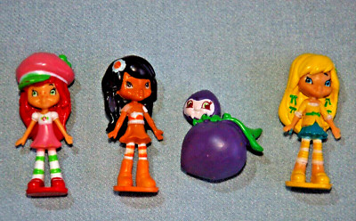 Set of 4 Strawberry Shortcake Dolls 2" mini dolls Figurines lot ...