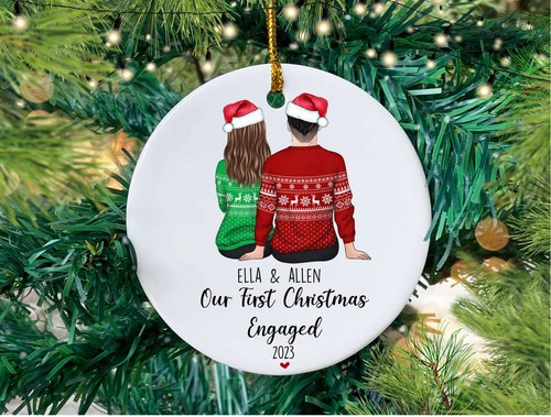 Our First Christmas Engaged Bauble Engagement Gift For Couple Couples ...