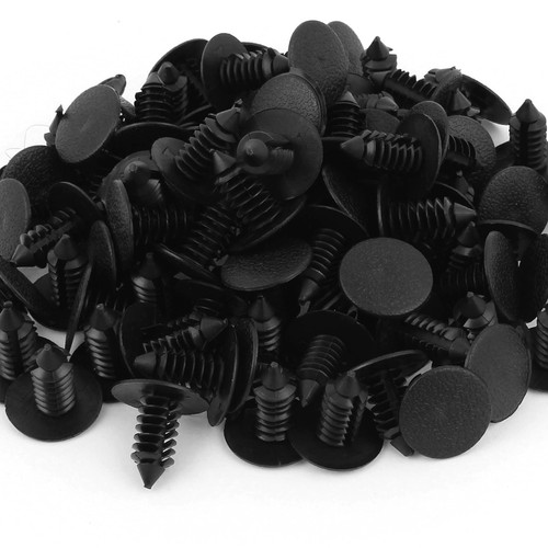 100PCS 9mm Hole Dia Plastic Rivets Fastener Push Clips Black for Car ...