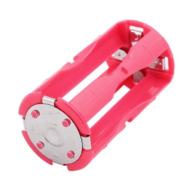 Round Battery Holder Case Box Pink Red for 4x1.5V AAA Battery Plastic ...