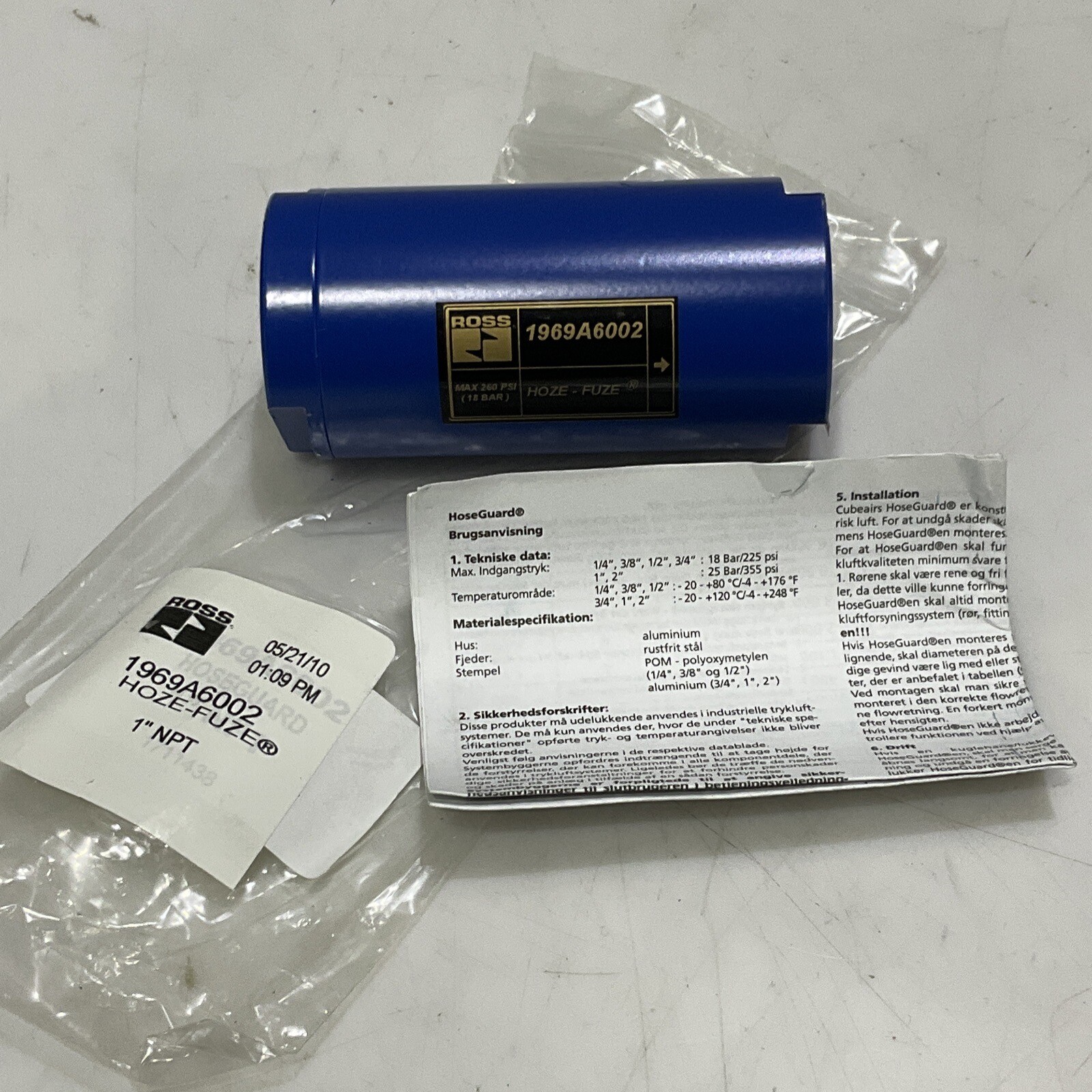 ROSS 1969A6002 HOZE-FUZE SAFETY SHUTOFF VALVE FEMALE 1” NPT U3S | eBay