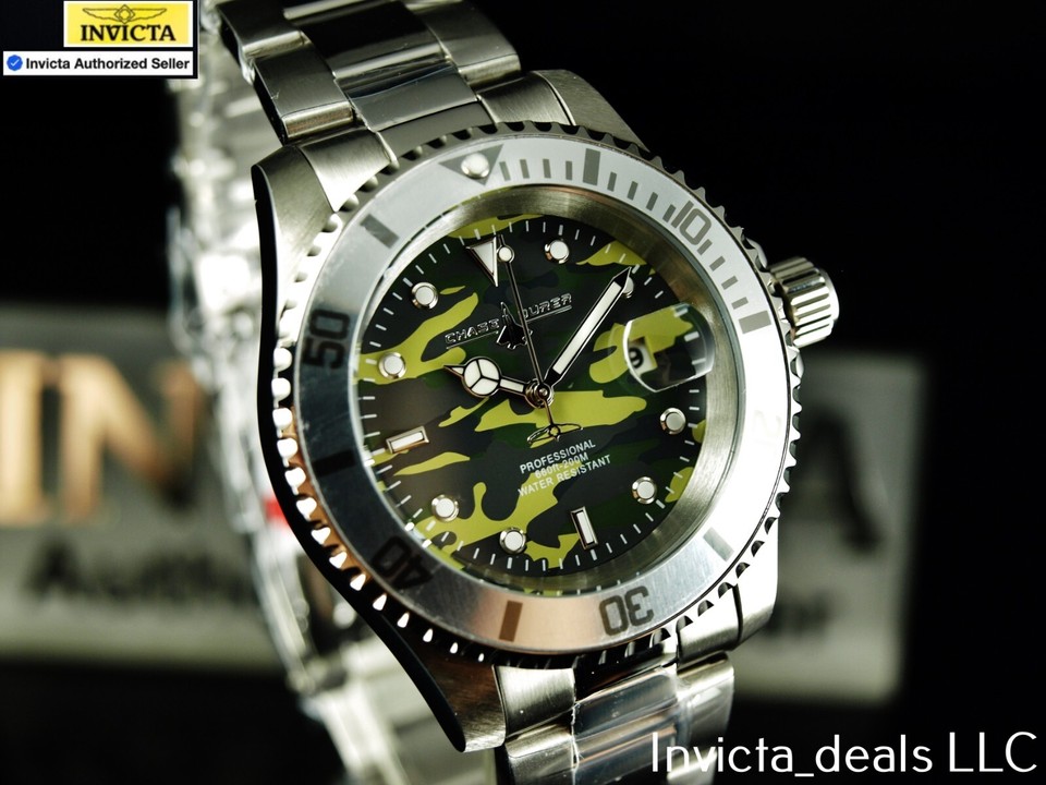 Invicta Men's 40mm Chase Durer Quartz GREEN CAMOUFLAGE DIAL Silver Tone ...