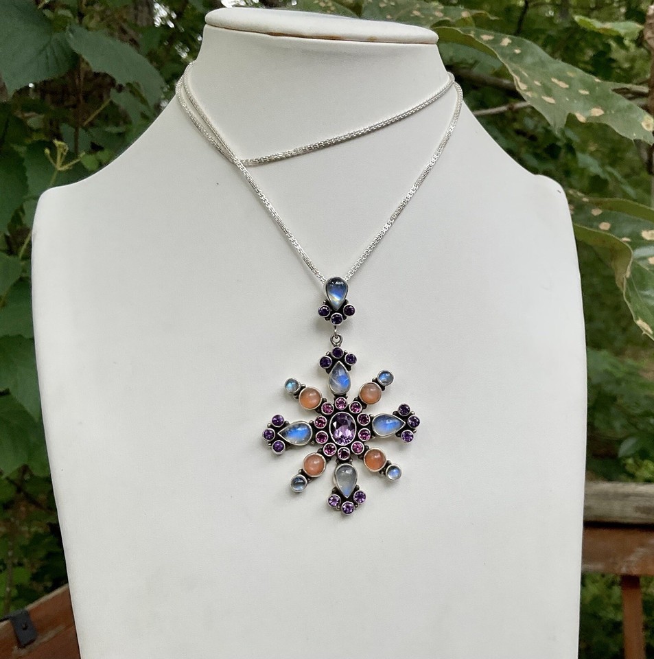 VINTAGE NICKY BUTLER NECKLACE Moonstone Oregon Sunstone Large 24” Chain ...