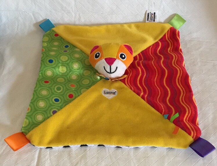 Lamaze Tomy Cat Blankie Ribbon Tags Patches Lovey Security Baby Blanket ...