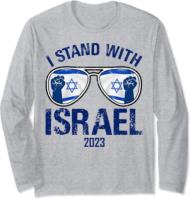 Israel Flag 2023 I Stand With Israel Glasses Gift Long Sleeve T-Shirt ...