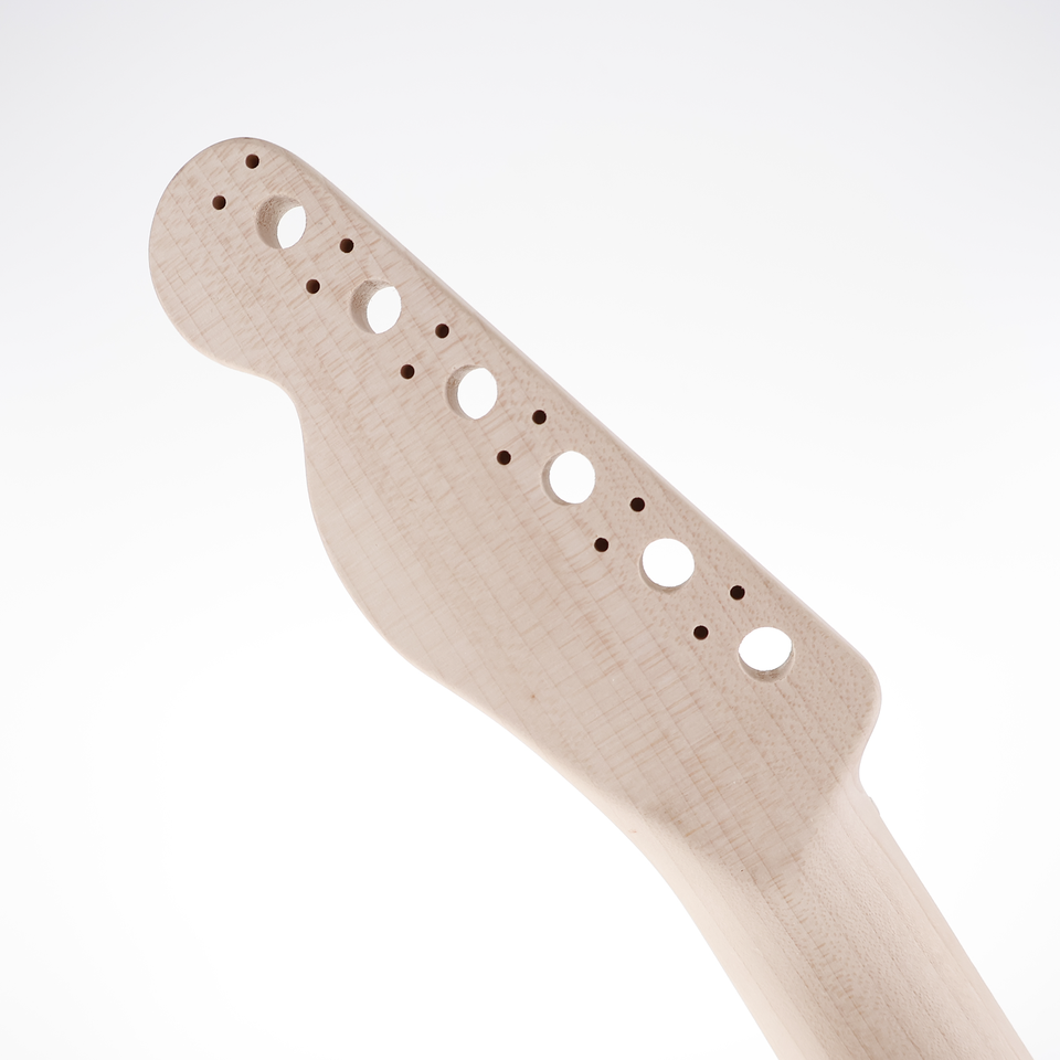 Telecaster Neck Unfinished Aug. D 10-14" Maple SS Frets Luminlay Side ...
