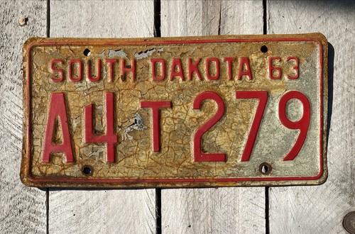 South Dakota Truck License Plate 1963 #A4T279 SD ‘63 Red | eBay