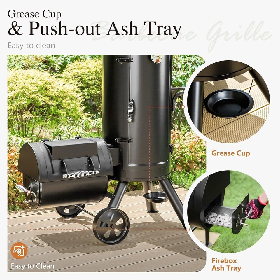 Outdoor BBQ Grill Heavy Duty Vertical Offset Charcoal Smoker Grills ...