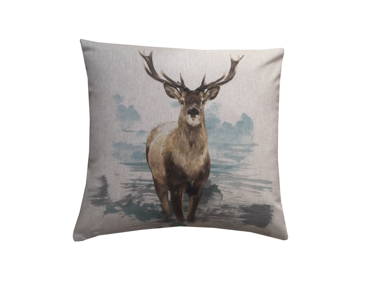 Handmade Stag digital Print linen fabric country animal cushion cover ...