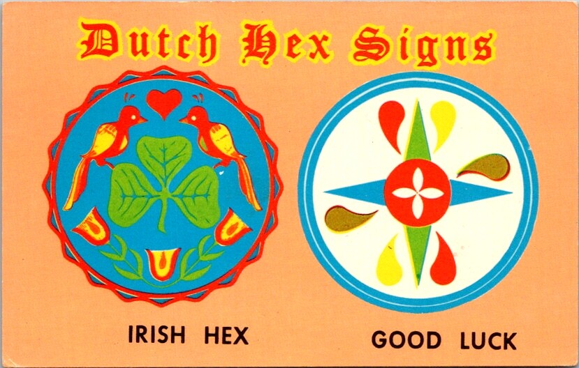 Vintage Postcard Irish & Good Luck Hex Signs Pennsylvania Dutch Country ...