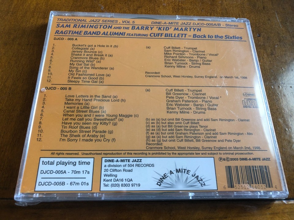 Sam Rimington Ft Cuff Billett "Back To The Sixties" 2CD SET RARE SEALED ...