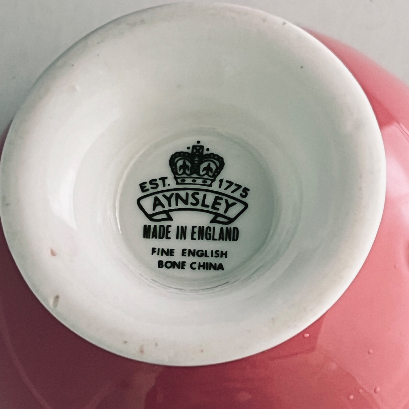 Rare Aynsley Bone China Dusty Pink Tea Cup & Saucer Set Floral Inside ...