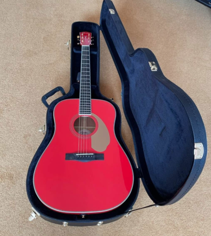 Fender Acoustic Guitar PM-1E Limited Edition Red with case | eBay UK