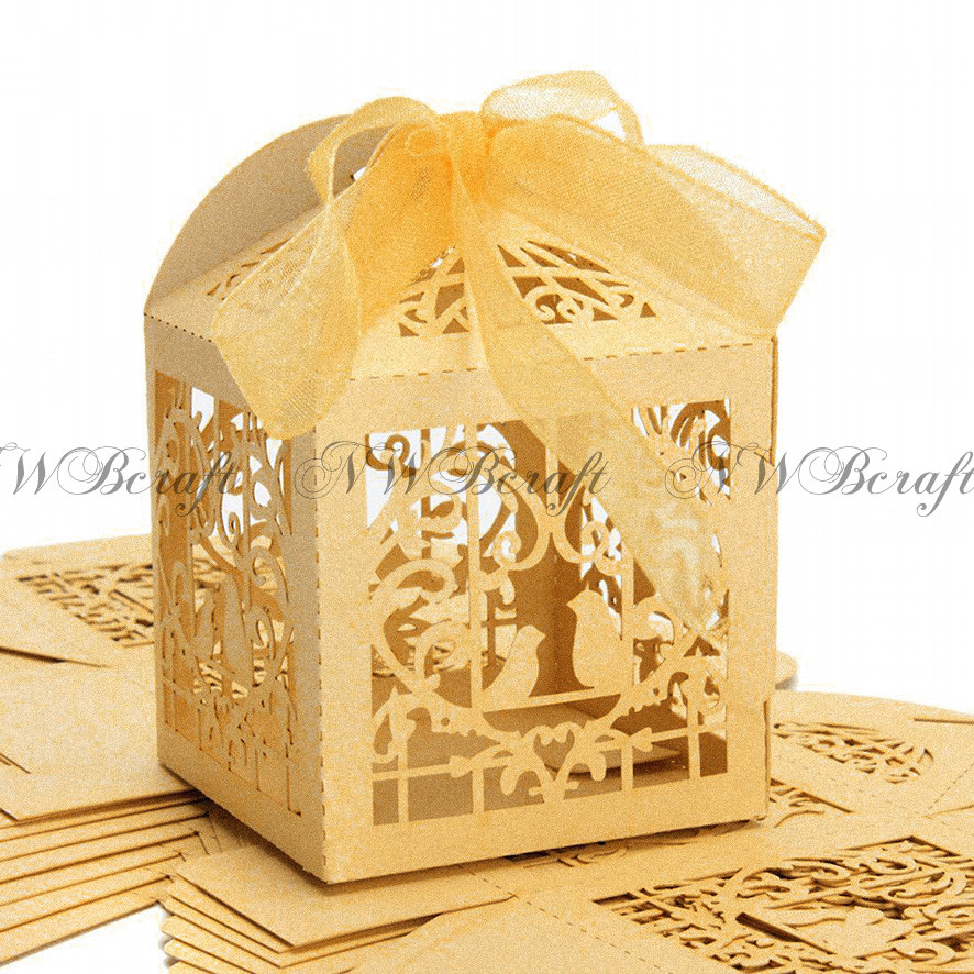 20-100 Luxury Boxes Wedding Party Favour Laser Cut Sweets Cake Candy ...
