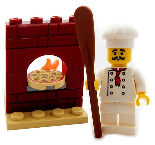 NEW LEGO PIZZA CHEF with BRICK OVEN MINIFIG LOT food minifigure cook ...