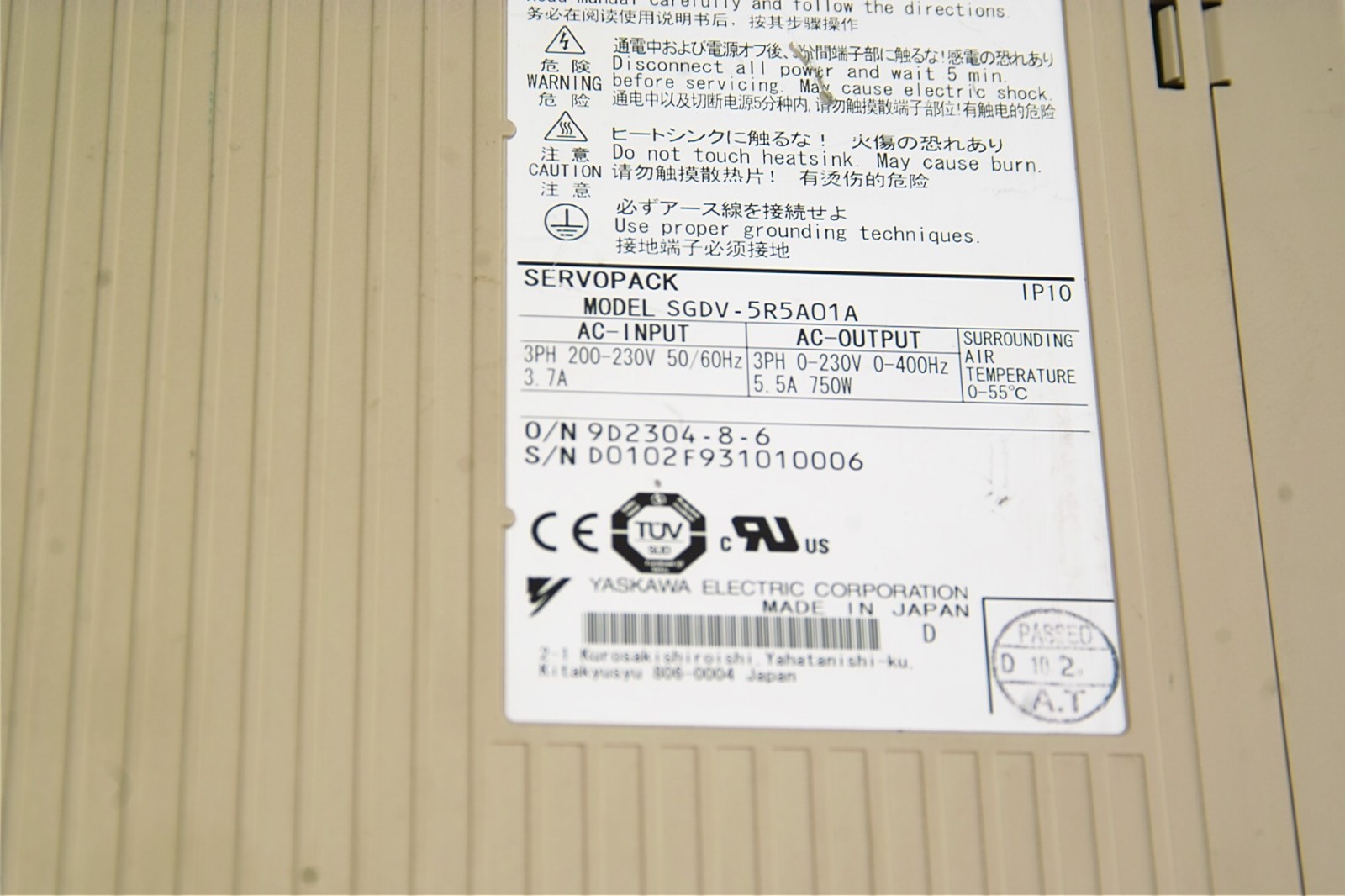 YASKAWA SERVOPACK DRIVER SGDV-5R5A01A,SGDV-OFA01A,SGDVR90A11A000000001 ...