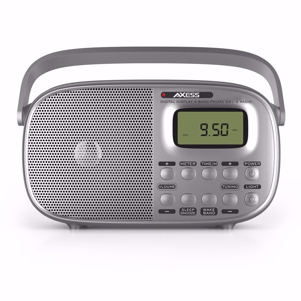 Brand NEW--Axess PR3204 Silver AM/FM SW1/SW2 4-Band Radio Receiver w ...