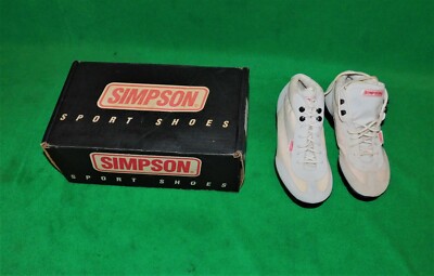 🔥 NOS SIMPSON CREW SHOES SPORT RACING SHOES LIGHTWEIGHT MED-TOP WHITE ...
