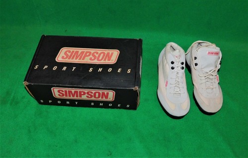 🔥 NOS SIMPSON CREW SHOES SPORT RACING SHOES LIGHTWEIGHT MED-TOP WHITE ...