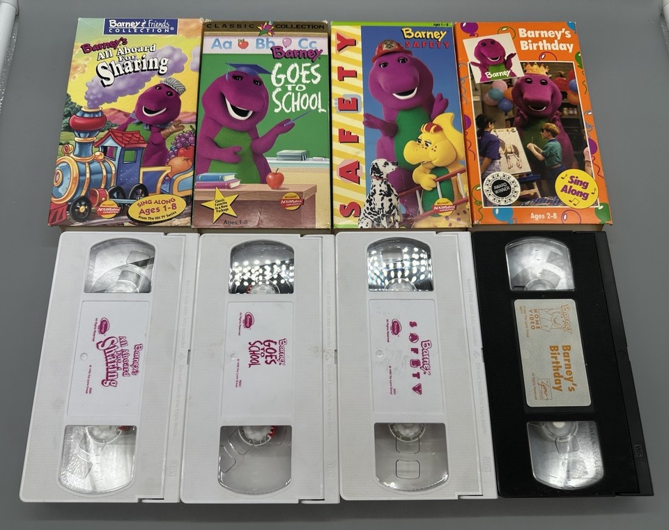 4 VHS BARNEY 4 FOR YOU VALUE PACK BARNEY SAFETY MEETING GOES TO SCHOOL ...