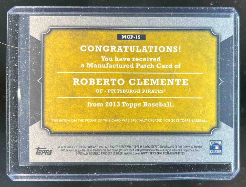 2013 Topps Roberto Clemente Card Patch #MCP-15 Pirates | eBay