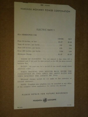 1959 Niagara Mohawk Power Corporation Electric Rate brochure | eBay