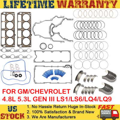 Engine Rebuild Re-Ring Kit - Gasket For Chevy GM LS GEN III 4.8L 5.3L 5 ...