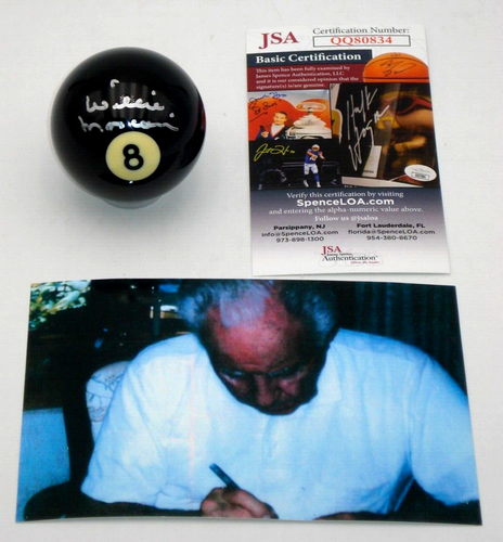 WILLIE MOSCONI SIGNED JSA CERTIFIED AUTOGRAPHED #8 BILLIARD POOL BALL ...