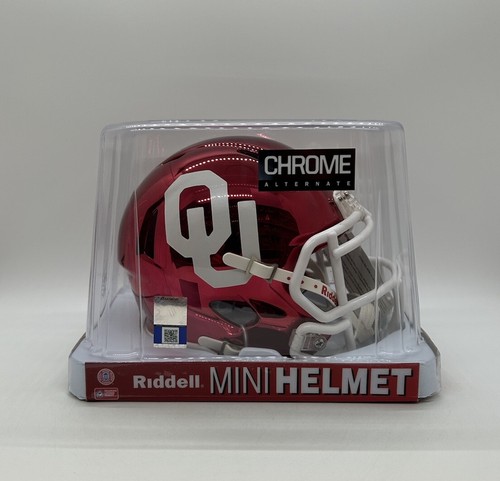 Oklahoma Sooners NCAA Riddell Chrome Alternate Mini Helmet! Date Code ...