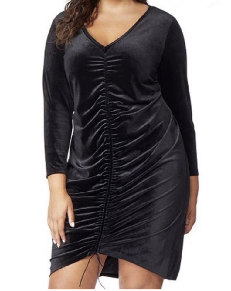 Rebel Wilson x Angels Women’s Black Velvet Dress Plus Size 2X Ruched ...