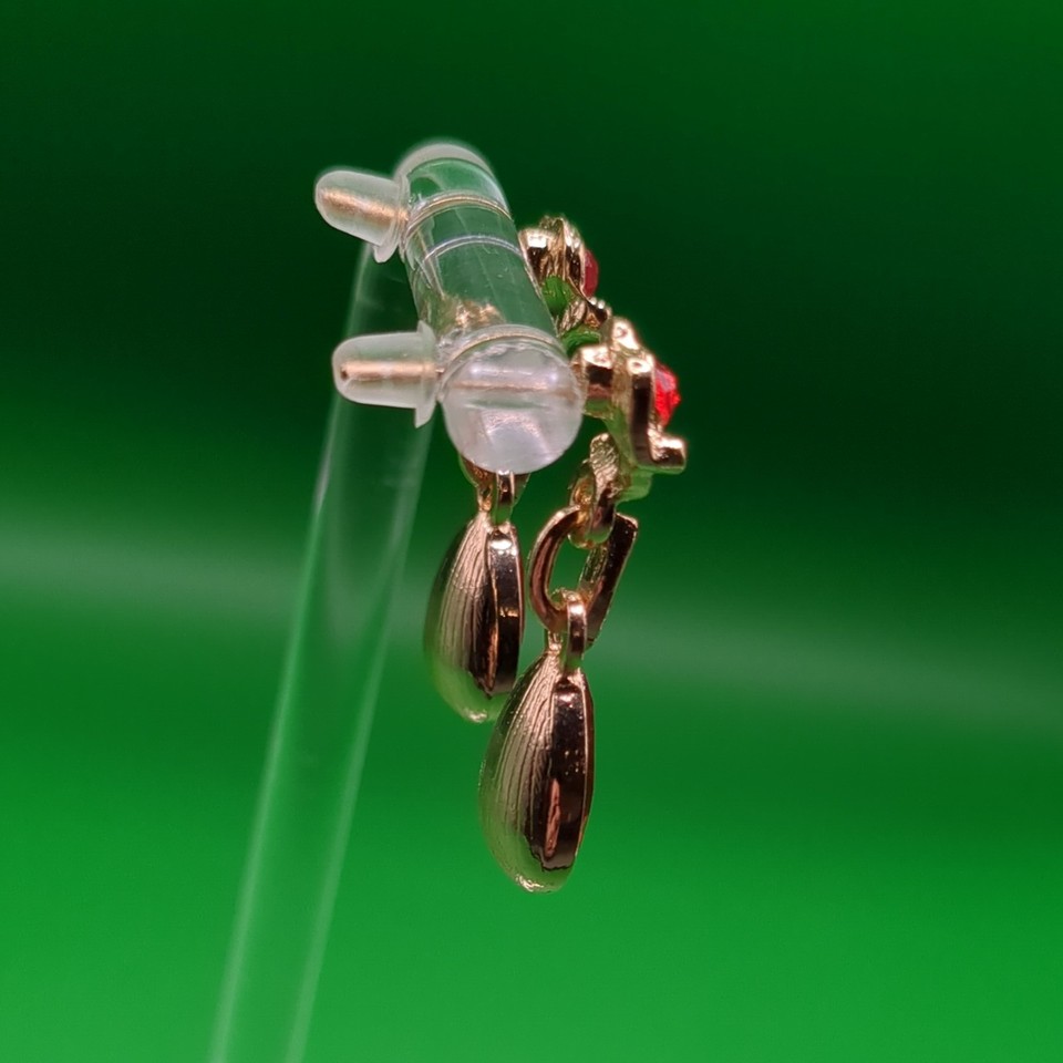Teardrop Dangle Drop Earrings, Red Gold Metal Stone, Push Back | eBay