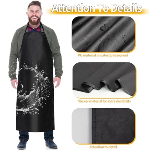 2 Pack Waterproof Rubber Apron 45.6 Inch Heavy Duty Chef Aprons For Men ...