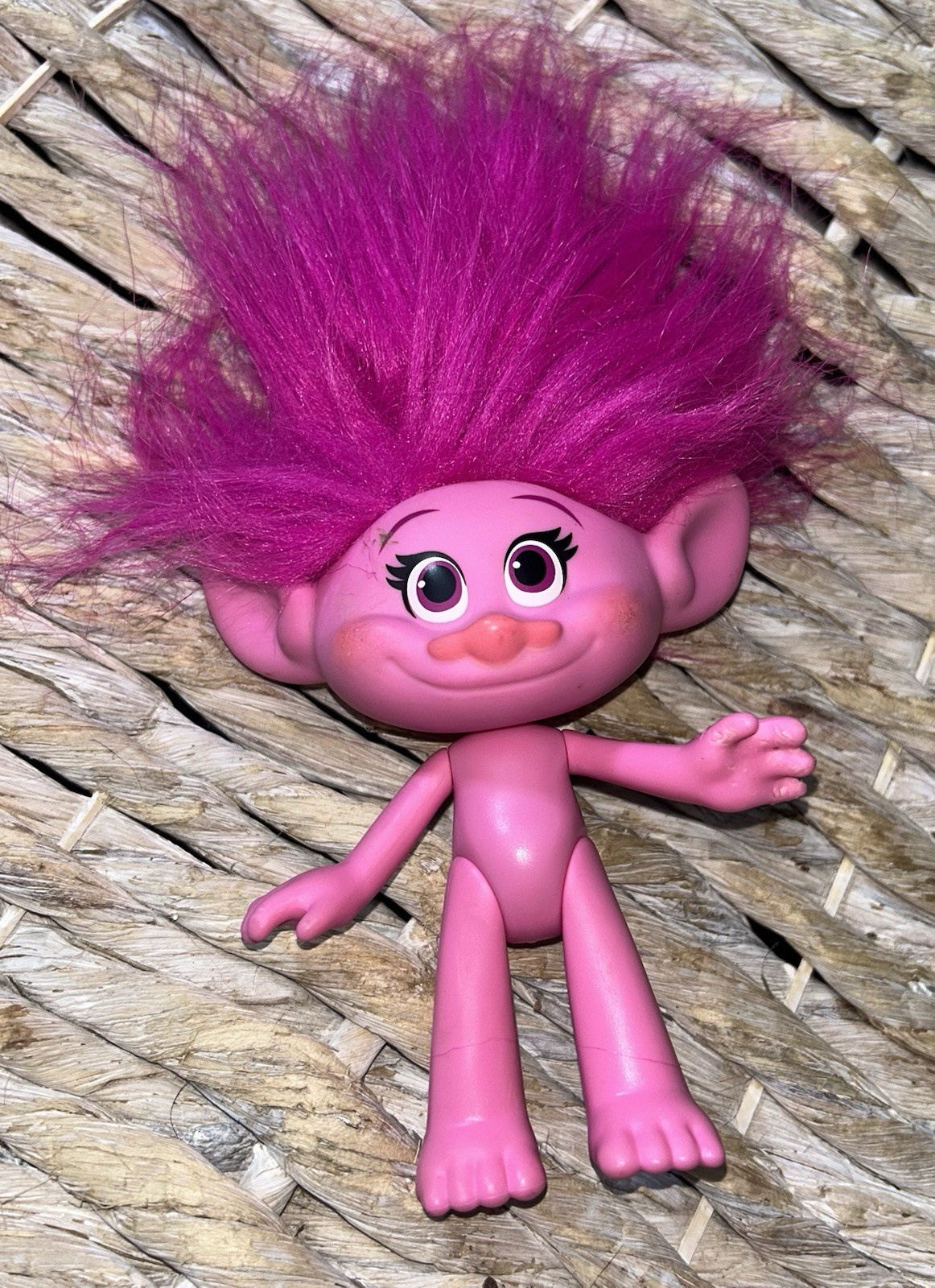 Hasbro Trolls Doll Poppy Pink Hair Jointed Arms Legs 7 Inches Tall 2015 ...