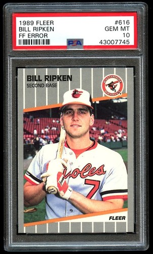 1989 Fleer Bill Ripken FF Error Rookie Card PSA 10 Gem Mint RC #616 F ...