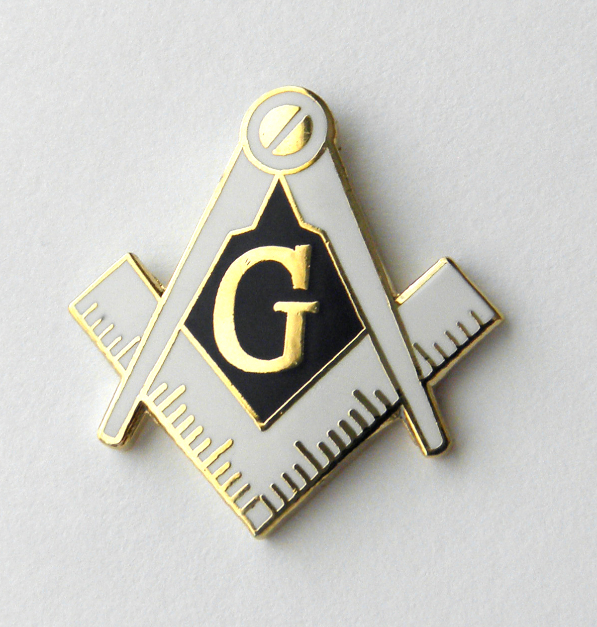 FREE MASONS MASON MASONIC RULER COMPASS WHITE EMBLEM LAPEL PIN BADGE 1 ...