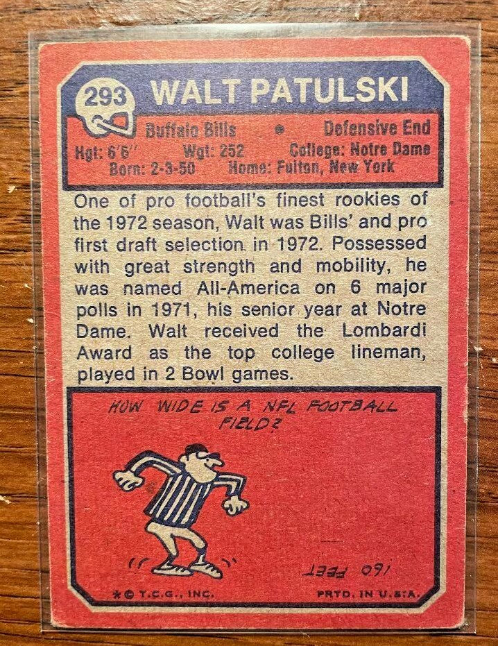 1973 Topps Walt Patulski Rookie #293 Bills | eBay