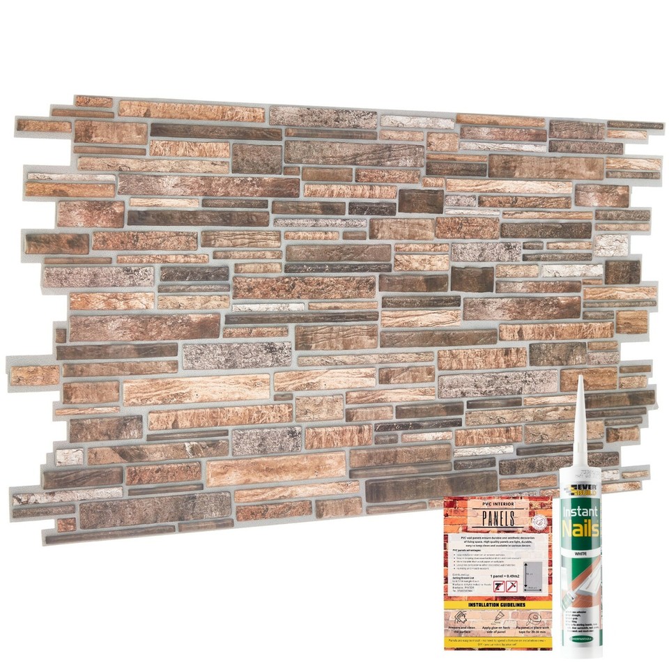 Stone Brick Effect PVC Plastic Wall Covering Panels Decorative Cladding ...