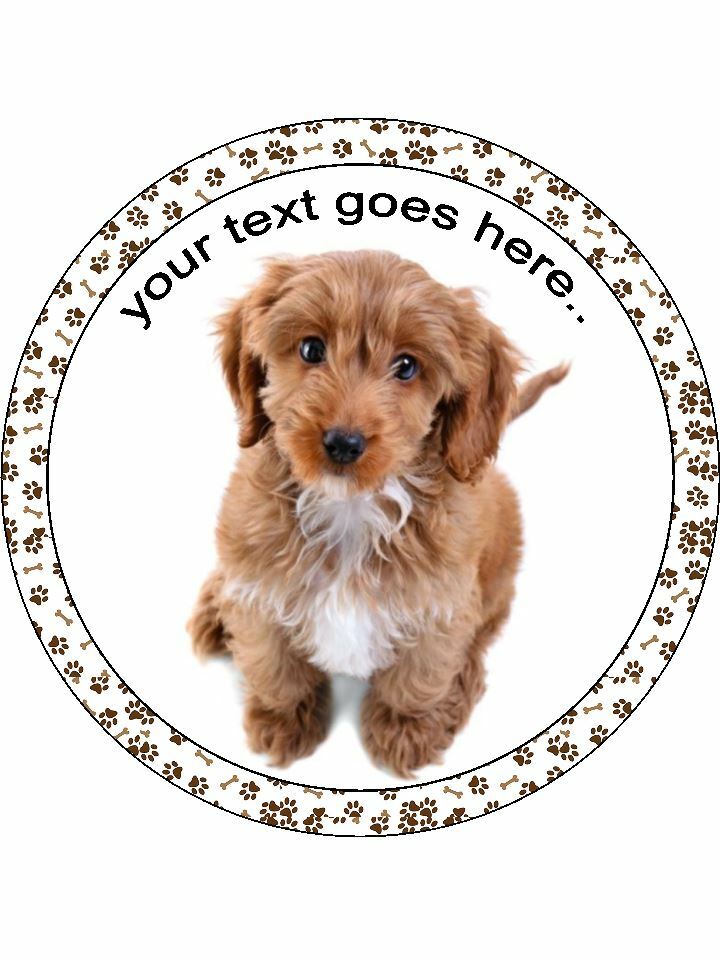 Cockapoo dog personalised wafer or Icing edible Round Cake topper | eBay UK