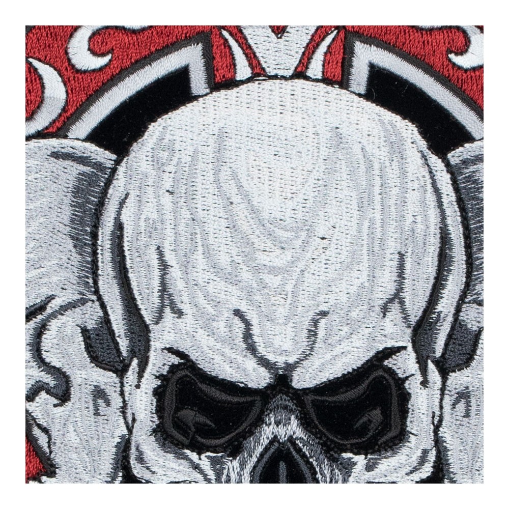 Red Cross With 3 Grey Skulls Patch, Skull Back Patches | eBay