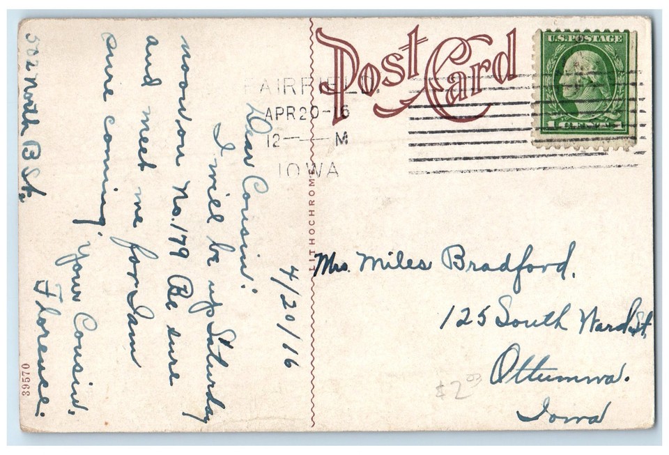 1916 Fairfield Hall Parsons College Building Entrance Fairfield Iowa ...