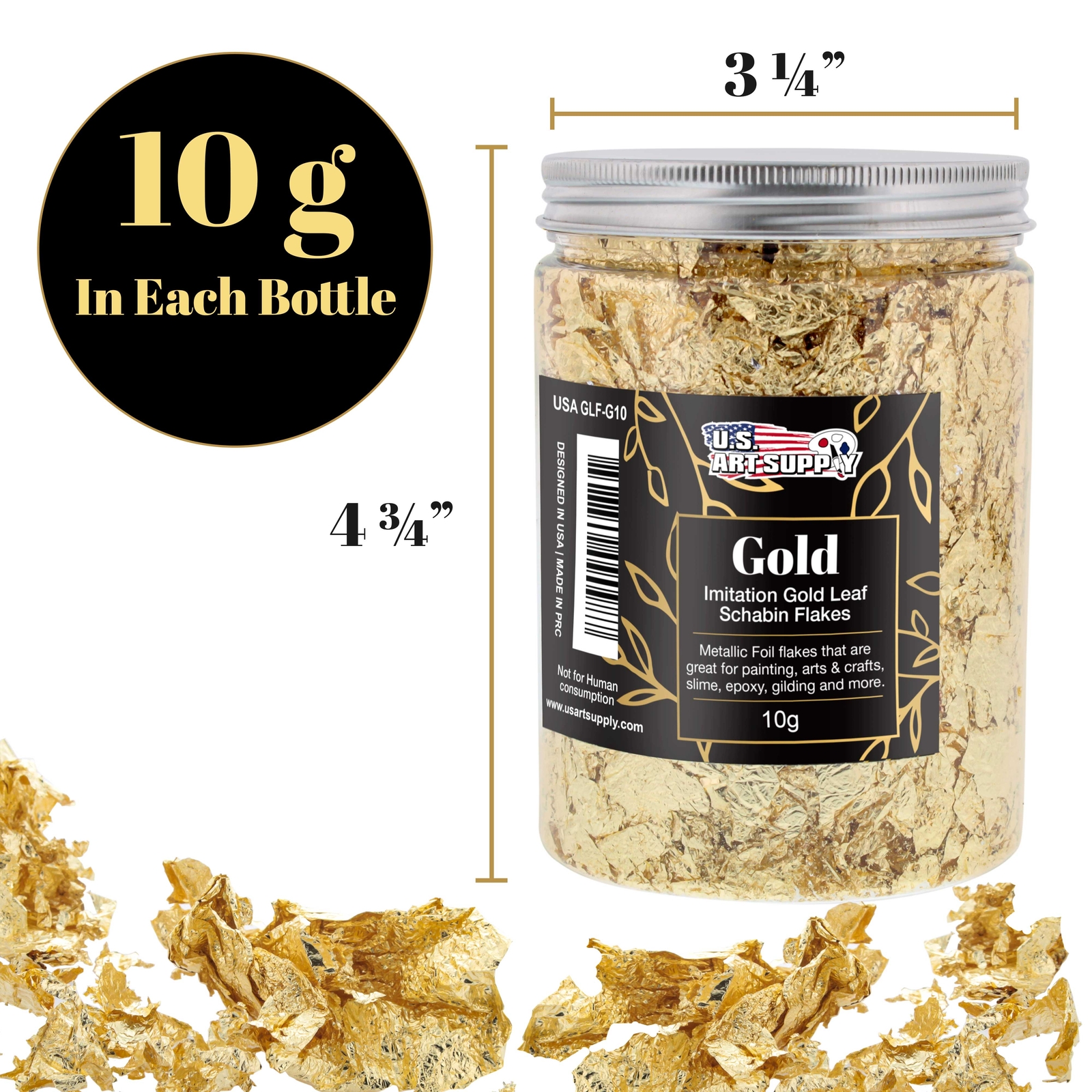 Metallic Foil Schabin Gilding Imitation Gold Leaf Flakes, 10 Gram ...