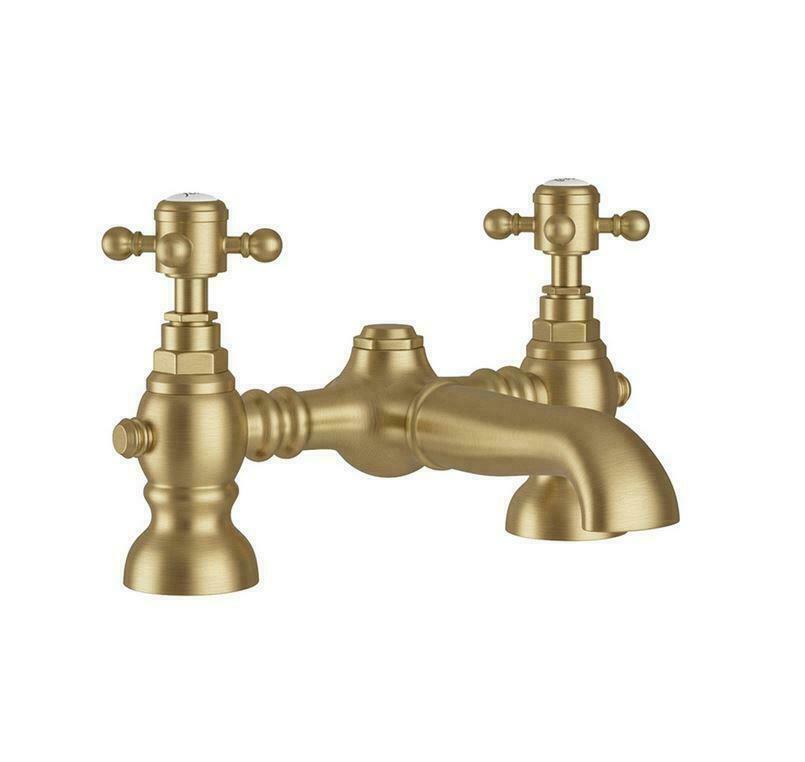 Traditional Brushed Brass Victorian Bathroom Taps Shower Mono Basin ...