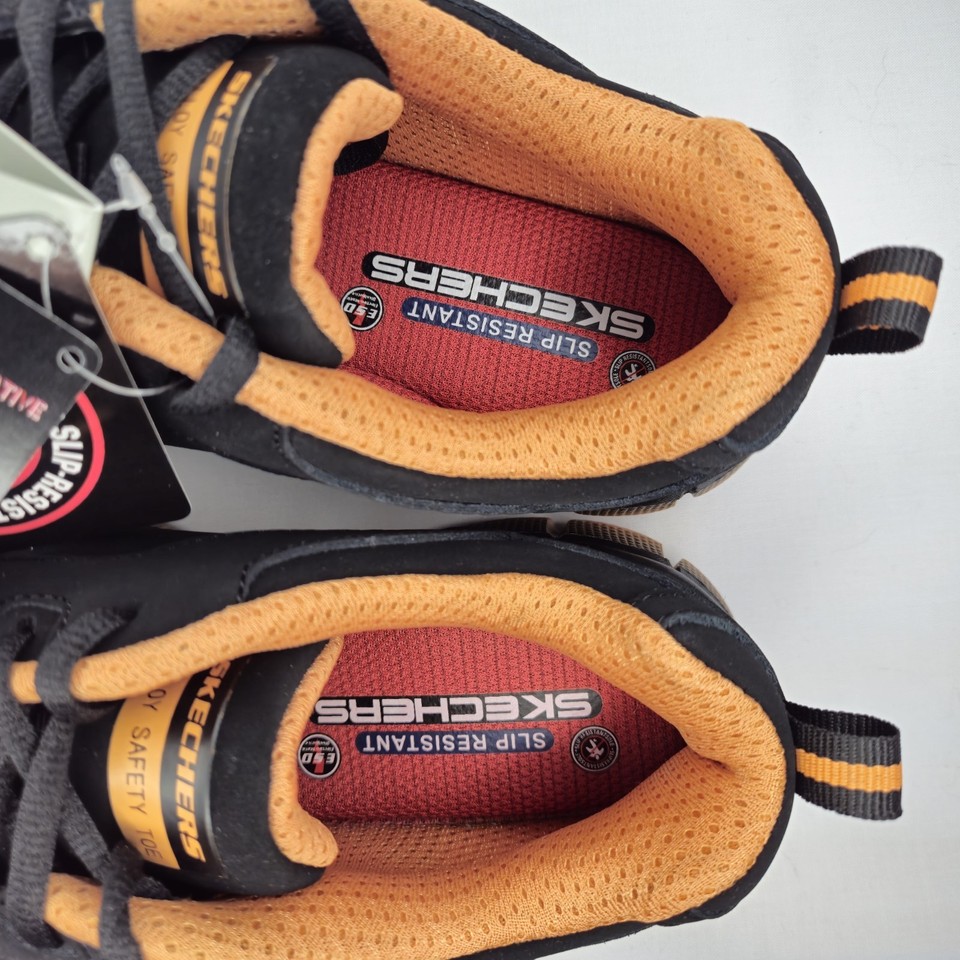 Skechers Work Telfin - Saket Mens Safety Toe Sneaker Black / Orange US ...