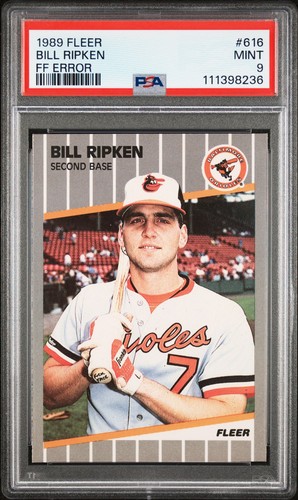 1989 Fleer #616 Billy Bill Ripken FF Face ERROR PSA 9 MINT New Label | eBay